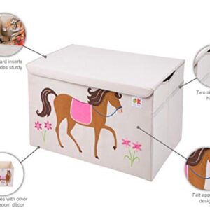 Wildkin Kids Fabric Toy Chest for Boys & Girls, Measures 24 X 15 X 14 Inches Toy Storage, Features Garterized Handle & Cardboard Insert, Toy Box Helps Kids Supplies Organized (Horses)