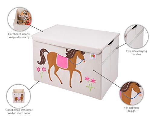 Wildkin Kids Fabric Toy Chest for Boys & Girls, Measures 24 X 15 X 14 Inches Toy Storage, Features Garterized Handle & Cardboard Insert, Toy Box Helps Kids Supplies Organized (Horses)