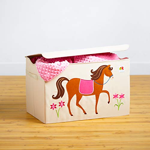 Wildkin Kids Fabric Toy Chest for Boys & Girls, Measures 24 X 15 X 14 Inches Toy Storage, Features Garterized Handle & Cardboard Insert, Toy Box Helps Kids Supplies Organized (Horses)