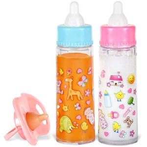 exquisite buggy my sweet baby disappearing magic bottles - includes 1 milk, 1 juice bottle with pacifier for baby doll (colorful)