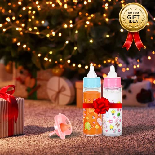 Exquisite Buggy My Sweet Baby Disappearing Magic Bottles - Includes 1 Milk, 1 Juice Bottle with Pacifier for Baby Doll (Colorful)