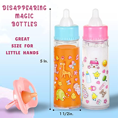 Exquisite Buggy My Sweet Baby Disappearing Magic Bottles - Includes 1 Milk, 1 Juice Bottle with Pacifier for Baby Doll (Colorful)