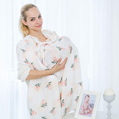 Anbenser Receiving Baby Blanket for Boy Girl 47" x 47" Breathable Bamboo Cotton Muslin Swaddle Blankets Green Leaf