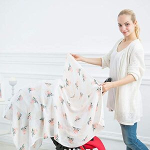 Anbenser Receiving Baby Blanket for Boy Girl 47" x 47" Breathable Bamboo Cotton Muslin Swaddle Blankets Green Leaf