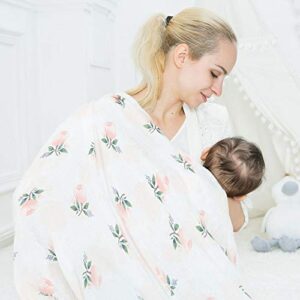 Anbenser Receiving Baby Blanket for Boy Girl 47" x 47" Breathable Bamboo Cotton Muslin Swaddle Blankets Green Leaf