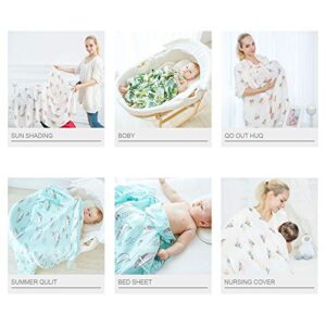 Anbenser Receiving Baby Blanket for Boy Girl 47" x 47" Breathable Bamboo Cotton Muslin Swaddle Blankets Green Leaf