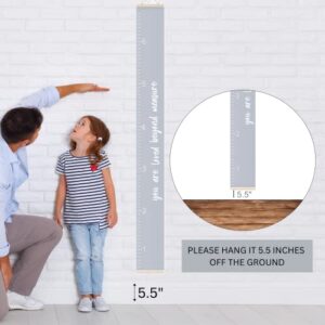 Morxy Canvas Growth Chart for Kids - Unisex Kids Room Wall Decor - Measuring Height Chart- Wall Tape with Height Chart for Kids (Loved Beyond Measure Gray)