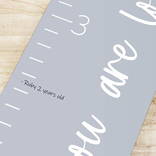 Morxy Canvas Growth Chart for Kids - Unisex Kids Room Wall Decor - Measuring Height Chart- Wall Tape with Height Chart for Kids (Loved Beyond Measure Gray)