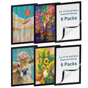 isshrimp 6 pack diamond painting frames 30x40cm,12x16 inch diamond art frames,inside size 10x14 inch,magnetic diamond art frame self-adhesive, poster frames for home wall office deco(black).