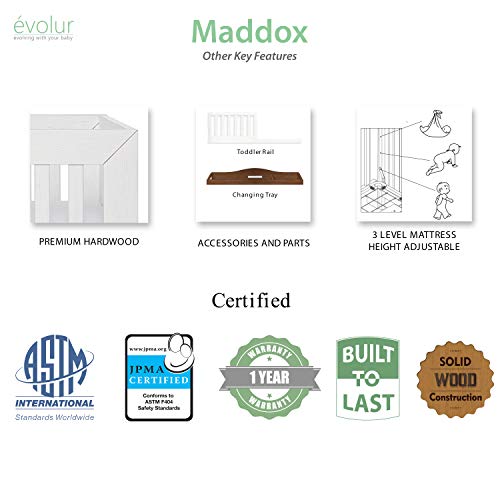 Dream On Me Evolur Maddox Modern Crib, Weathered White