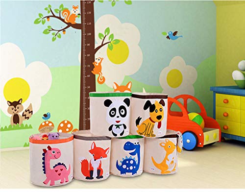 Collapsible Canvas Storage Basket or Bin Toy Organizer for Kids Playroom, Clothes, Children Books, Stuffed Animal (Pink Dinosaur)