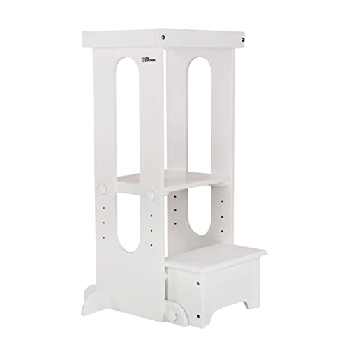 Little Partners® Explore 'N Store™ Learning Tower® Kids Adjustable Height Kitchen Step Stool for Toddlers or Any Little Helper (Soft White)