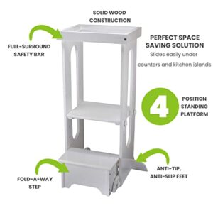 Little Partners® Explore 'N Store™ Learning Tower® Kids Adjustable Height Kitchen Step Stool for Toddlers or Any Little Helper (Soft White)