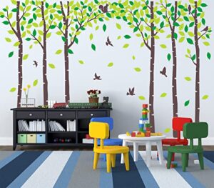 mafent giant jungle tree wall decals birch tree wall decals forest tree wall stickers for kids room bedroom living room nursery removable vinyl sticker mural art decoration(brown)