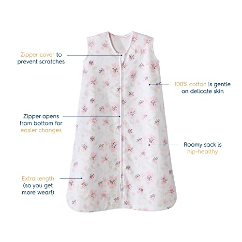 HALO Sleepsack, 100% Cotton Wearable Blanket, Swaddle Transition Sleeping Bag, TOG 0.5, Wildflower Blush, Large