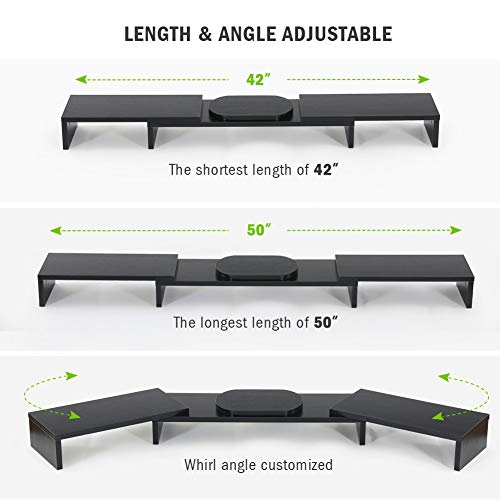 Tribesigns Triple 3 Shelf Monitor Stand Riser with Adjustable Length and Angle, Black