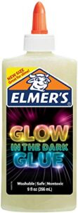 elmer's magical liquid slime activator (8.75 fluid ounces) and elmer's glow in the dark liquid glue, great for making slime, washable, assorted colors, 5 ounces each