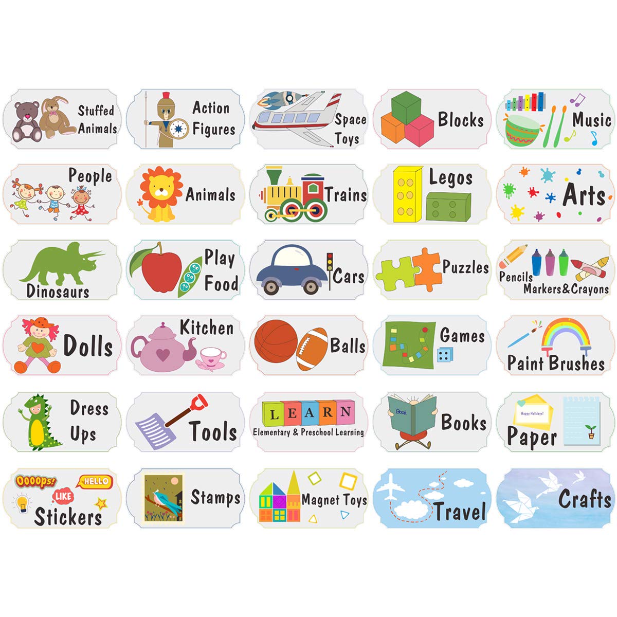 Mozamy Creative Kids Toy Room Organization Labels Toy Bin Labels Toy Labels Toy Storage Stickers Playroom Decals Toddler Stickers School Aged Kids Wall Decals