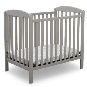 delta children emery mini convertible baby crib with 2.75-inch mattress, grey