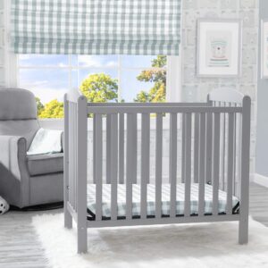 Delta Children Emery Mini Convertible Baby Crib with 2.75-inch Mattress, Grey