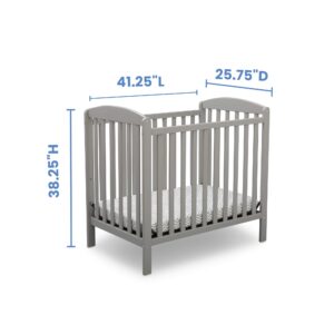 Delta Children Emery Mini Convertible Baby Crib with 2.75-inch Mattress, Grey