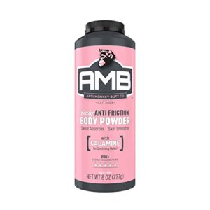 anti monkey butt, lady's body powder with calamine, prevents chafing and absorbs sweat, talc free, 8 oz