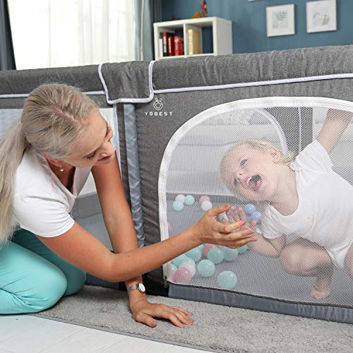 YOBEST Baby Playpen, Extra Large Play Pens for Toddlers, Babys Fence Play Area, Indoor & Outdoor Playard for Babies Kids Activity Center with Gate, Sturdy Safety Play Yard with Soft Breathable Mesh