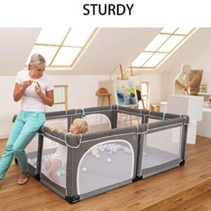 YOBEST Baby Playpen, Extra Large Play Pens for Toddlers, Babys Fence Play Area, Indoor & Outdoor Playard for Babies Kids Activity Center with Gate, Sturdy Safety Play Yard with Soft Breathable Mesh