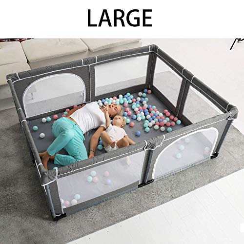 YOBEST Baby Playpen, Extra Large Play Pens for Toddlers, Babys Fence Play Area, Indoor & Outdoor Playard for Babies Kids Activity Center with Gate, Sturdy Safety Play Yard with Soft Breathable Mesh