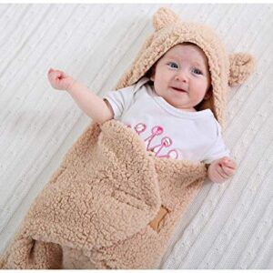 XMWEALTHY Cute Newborn Baby Boys Girls Blankets Plush Swaddle Blankets Brown