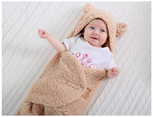 XMWEALTHY Cute Newborn Baby Boys Girls Blankets Plush Swaddle Blankets Brown