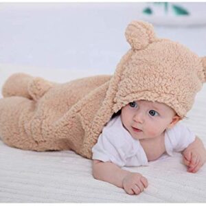 XMWEALTHY Cute Newborn Baby Boys Girls Blankets Plush Swaddle Blankets Brown