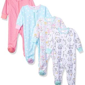 Onesies Brand Baby Girls 4-pack 'N Play Footies Multi And Toddler Sleepers, Cats, 3-6 Months US