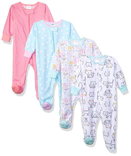 Onesies Brand Baby Girls 4-pack 'N Play Footies Multi And Toddler Sleepers, Cats, 3-6 Months US