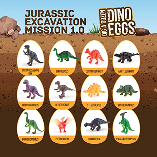 Dig a Dozen Dino Egg Dig Kit - Egg Dinosaur Toys for Kids 3-12 Year Old - 12 Easter Eggs & Surprise Dinosaurs. Science STEM Activities - Educational Boy Toy Party Gifts for Boys & Girls Ages 3-5 5-7