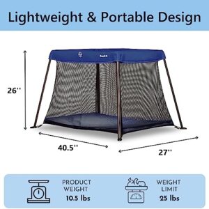 Dream On Me Travel Light Playard in Blue, Lightweight, Portable and Easy to Carry Baby Playard, Indoor and Outdoor - With a Soft and Comfortable Mattress Pad