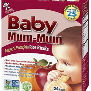 Peaceful Squirrel Variety, Hot-Kid Baby Mum-Mum Rice Rusks Variety Pack of 6 (Organic Original, Banana, Vegetables, Apple & Pumpkin, Carrot & Sweet Potato, Blueberry & Goji) - 1.76 Ounce