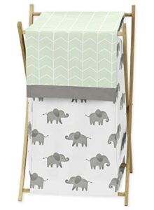 sweet jojo designs mint, grey and white baby kid clothes laundry hamper for watercolor elephant safari collection