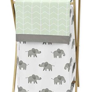 Sweet Jojo Designs Mint, Grey and White Baby Kid Clothes Laundry Hamper for Watercolor Elephant Safari Collection