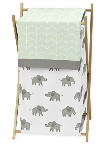 Sweet Jojo Designs Mint, Grey and White Baby Kid Clothes Laundry Hamper for Watercolor Elephant Safari Collection