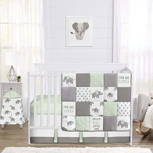 Sweet Jojo Designs Mint, Grey and White Baby Kid Clothes Laundry Hamper for Watercolor Elephant Safari Collection