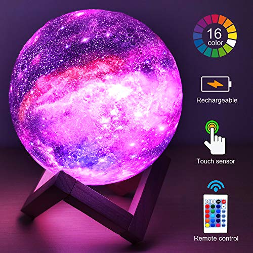 HYODREAM5.9' Moon Lamp Kids Night Light Galaxy Lamp 16 Colors LED Moon Light with Rechargeable Battery Touch & Remote Control as Birthday Gifts for Boys/Girls/Kids