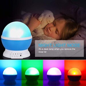 Luckkid Baby Night Light Moon Star Projector 360 Degree Rotation - 4 LED Bulbs 9 Light Color Changing with USB Cable, Unique Gifts for Men Women Kids Best Baby Gifts