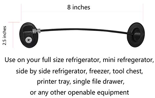 REZIPO - Refrigerator Door Lock with 2 Keys, File Drawer Lock, Freezer Door Lock and Child Safety Cabinet Lock by REZIPO Black