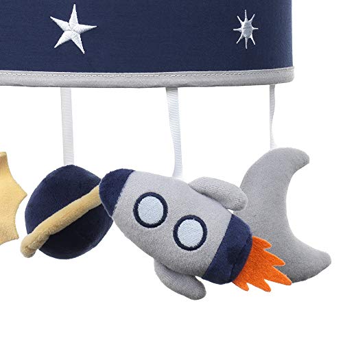 Lambs & Ivy Milky Way Musical Baby Crib Mobile - Blue/Navy/Gray Space Theme