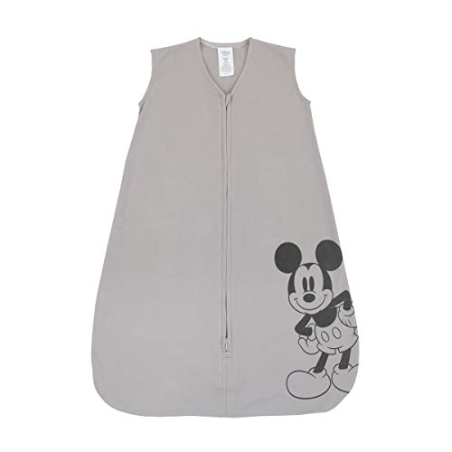 Disney Mickey Mouse 100% Cotton Knit Wearable Blanket, Grey/Black, 6-12 Months