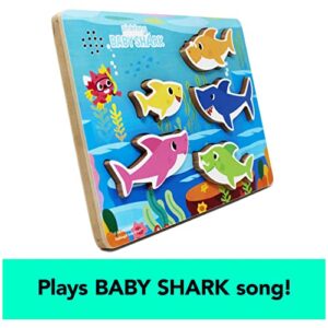 Pinkfong Baby Shark Musical Wood Sound Puzzle- Plays Song Baby Shark Toys Toddler Toys Kids Toys Baby Shark Birthday Decorations for Ages 2+