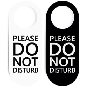 do not disturb door hanger sign 2 pack (black & white double sided) please do not disturb on both sides, do not disturb door sign for office, home, clinic, dorm, online class, meeting session and more