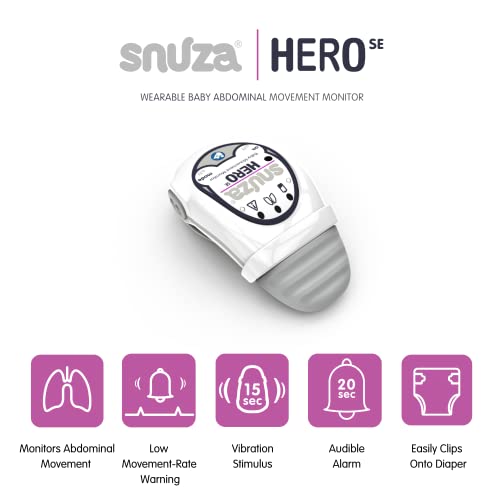 Snuza Hero SE - Portable, Wearable Baby Breathing Motion Monitor with Vibration and Alarm. Clips onto Diaper Get Peace of Mind with The Snuza HeroSE.