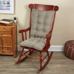 klear vu omega non-slip rocking chair cushion set with thick padding and tufted design, includes seat pad & back pillow with ties for living room rocker, 17x17 inches, 2 piece set, natural